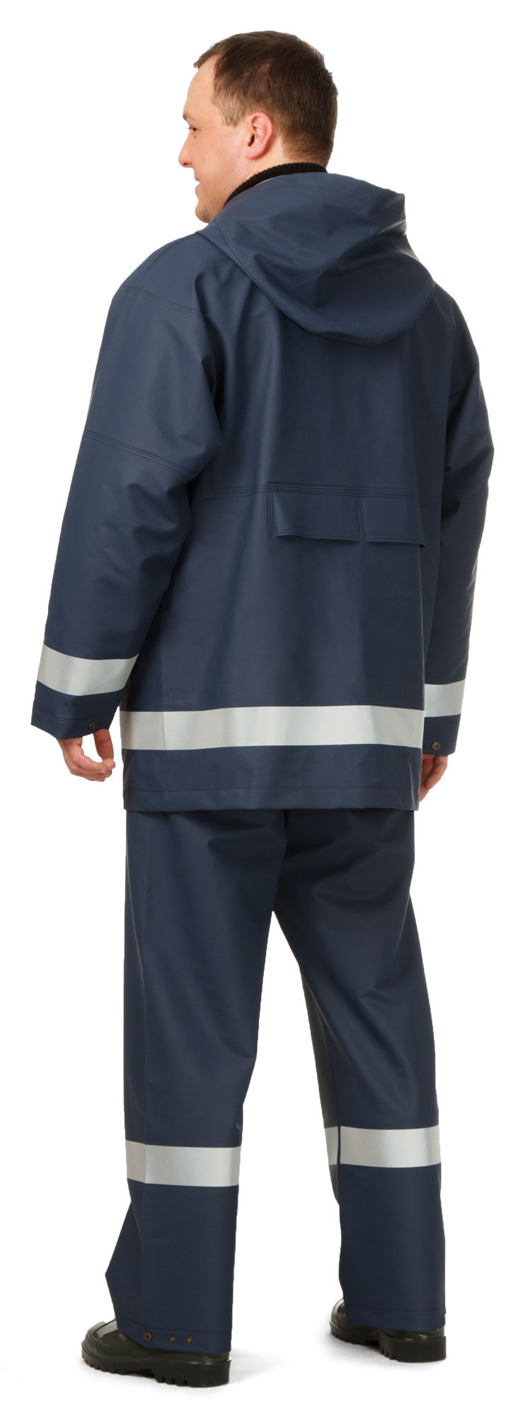 CYCLONE men's PVC waterproof work suit with a reflective stripe